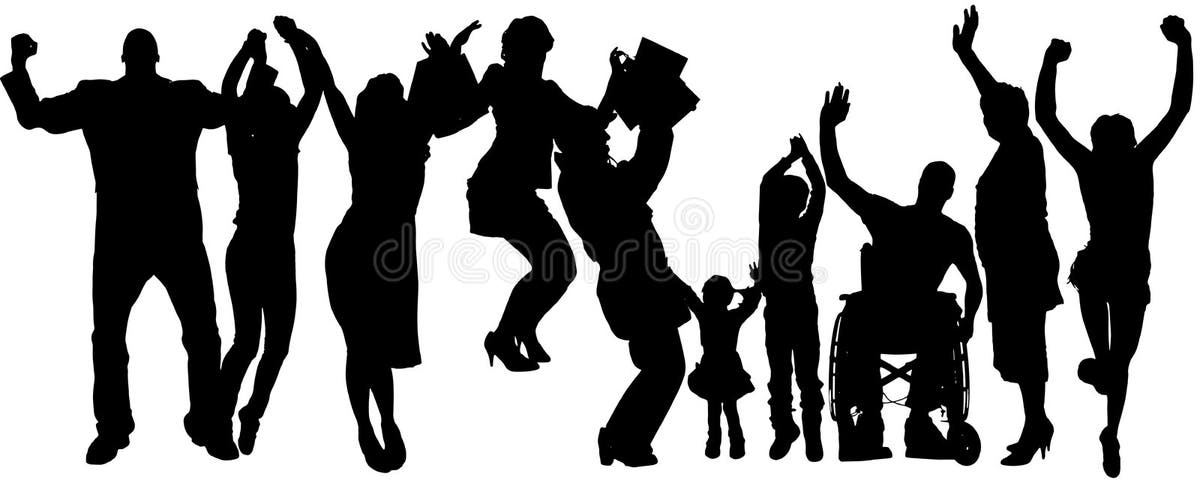 Silhouette People Rejoice Stock Illustrations – 351 Silhouette People ...
