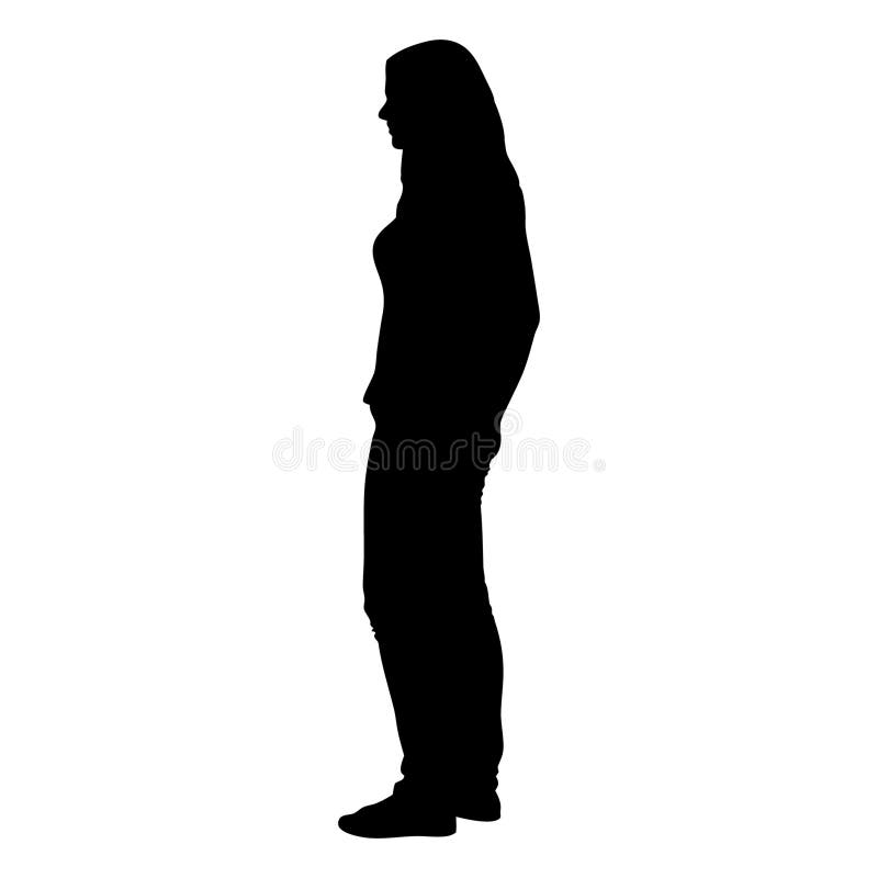 Woman with Side Pose Vector Silhouette Stock Vector - Illustration of ...