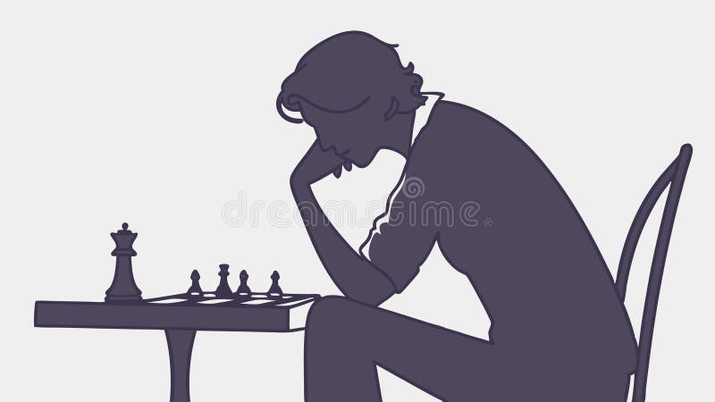 Silhouette Person Thinking Chess Strategy Game Vector, Vector Design ...