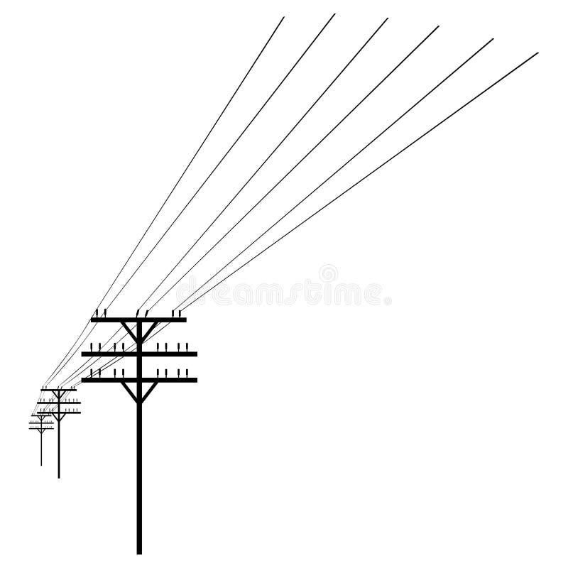 Silhouette of Power Lines and Electric Pylon Stock Vector ...