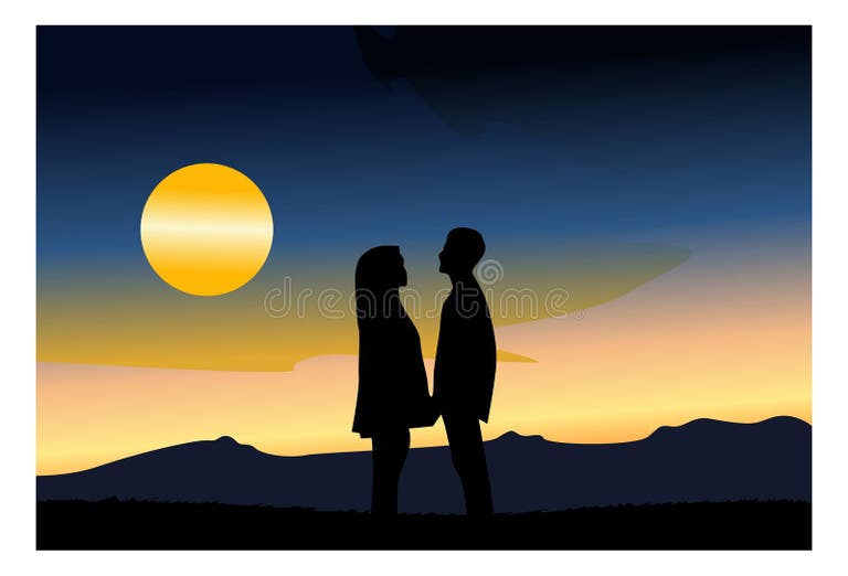 Man Woman Facing Each Other Silhouette Stock Illustrations 107 Man