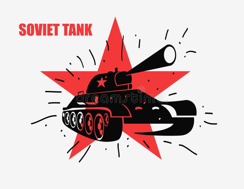 Vector Silhouette of the Soviet Tank Against Red Star Stock Vector ...