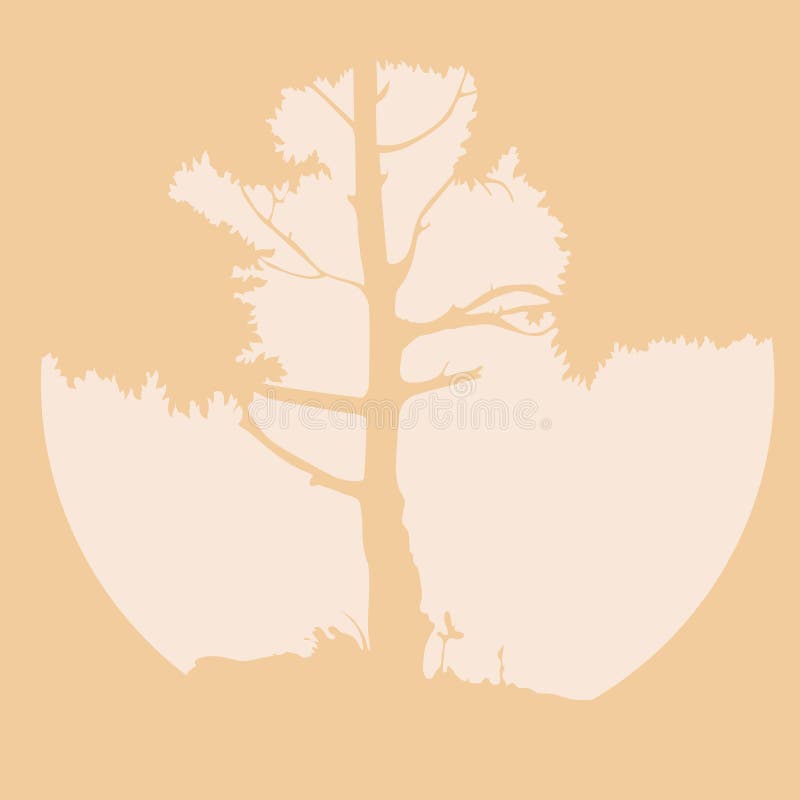 Vector Silhouette of a Tree with Sun Stock Vector - Illustration of ...