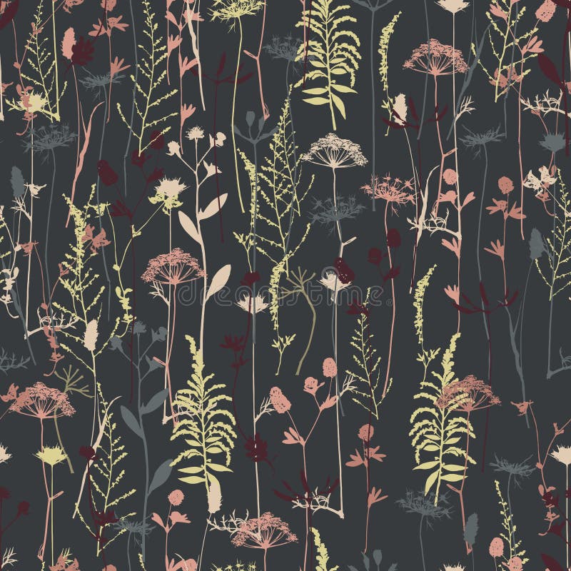 Set of Field Flowers, Herbs. Element of Seamless Pattern. Paper Design ...