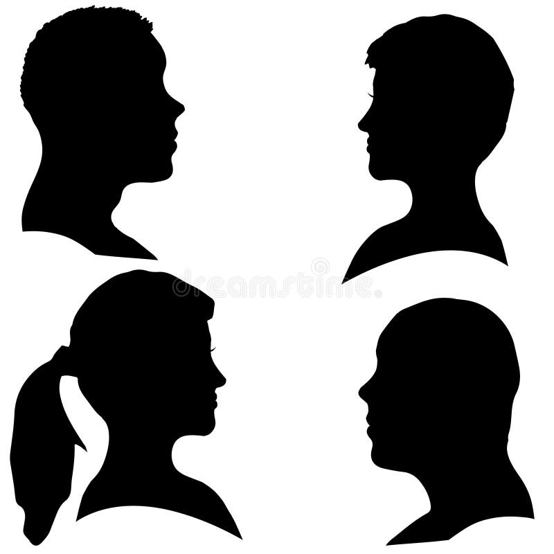 Vector Silhouettes of Different Faces. Stock Vector - Illustration of ...