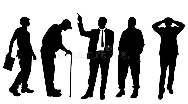 Vector Silhouettes of Different Men. Stock Vector - Illustration of ...