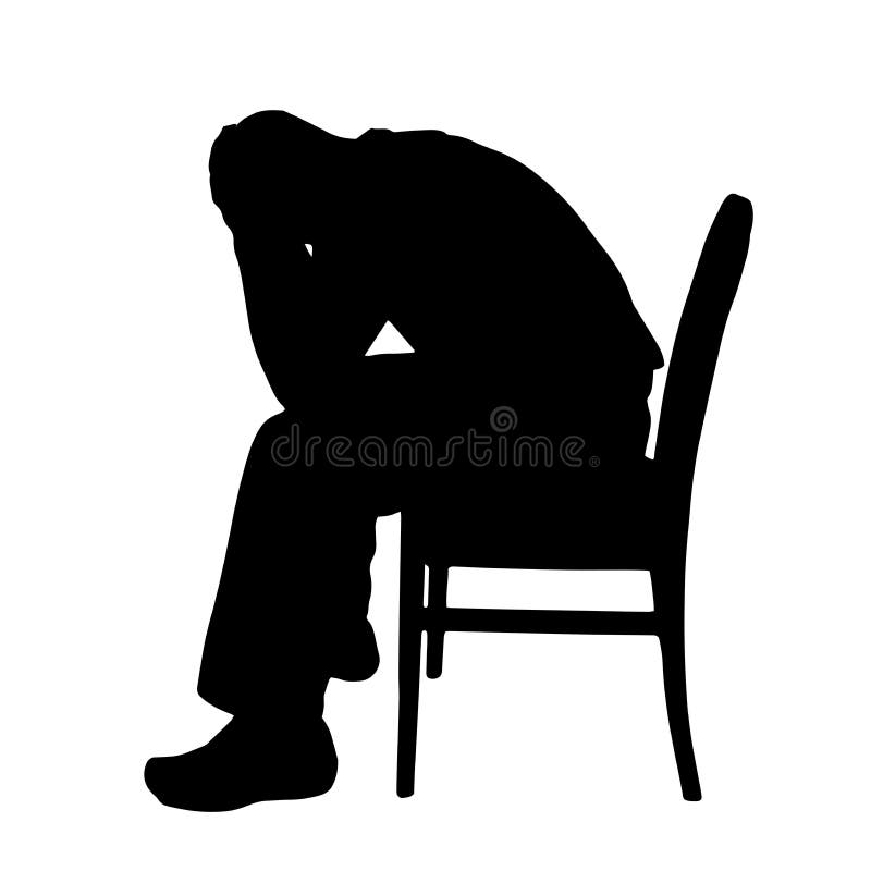 Sad Man Sitting Silhouette