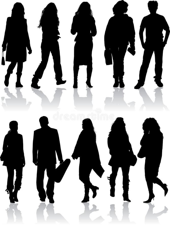 Vector Silhouettes Man and Women Stock Vector - Illustration of ...