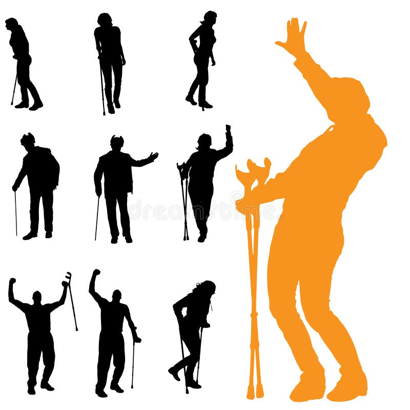 Woman Crutches Silhouette Stock Illustrations – 119 Woman Crutches ...