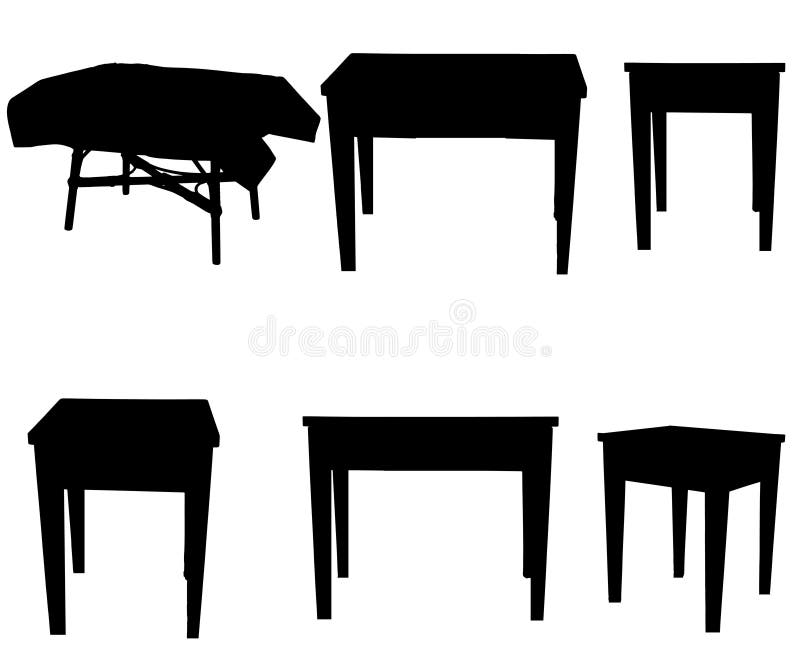 Silhouettes of Table and Chairs Stock Illustration - Illustration of ...