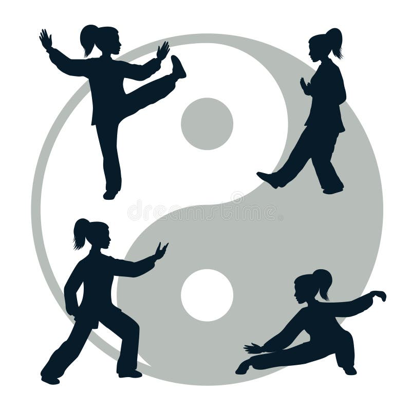Vector Silhouettes of Tai Chi Stock Vector - Illustration of background ...