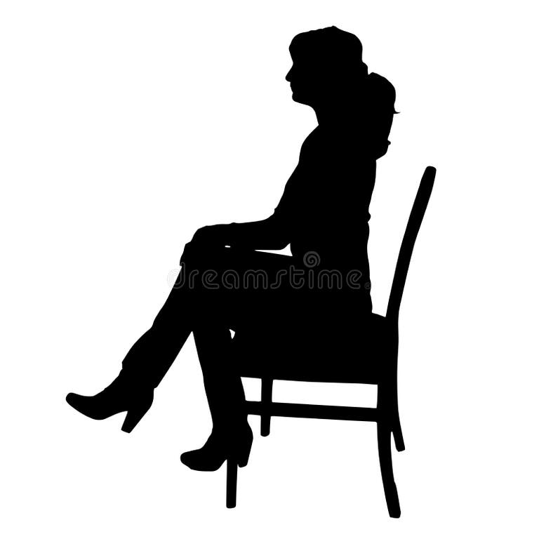 Vector Silhouettes Woman Sitting Chair Stock Illustrations 478 Vector