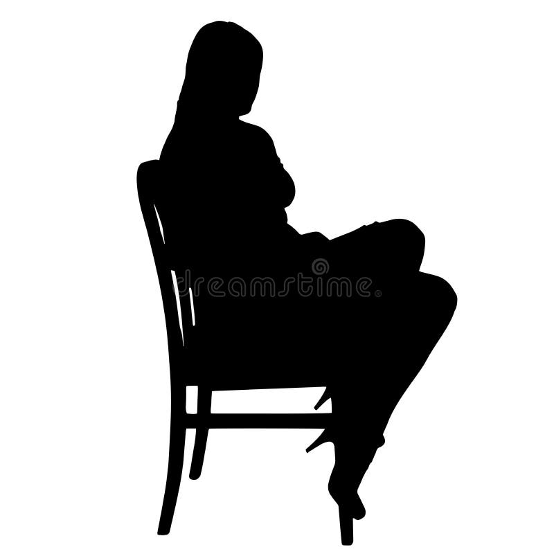 Silhouette Woman Sitting On Chair
