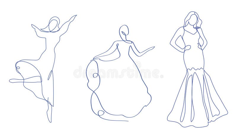 Vector Silhouettes of Women - Curved Lines Stock Vector - Illustration ...