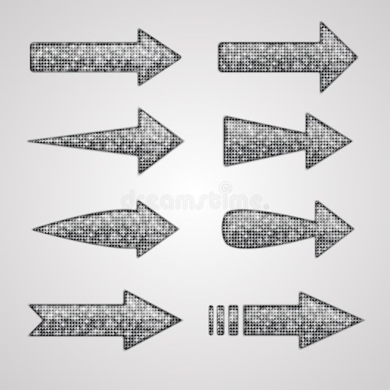 Vector Silver Arrows with Elements of Sequins. Stock Vector ...