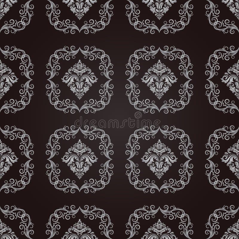 Vector Silver Damask Seamless Pattern Element. Classical Luxury Old ...