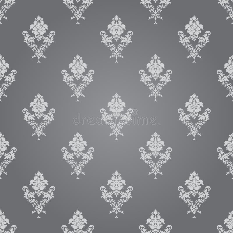 Vector Silver Damask Seamless Pattern Element. Classical Luxury Old ...