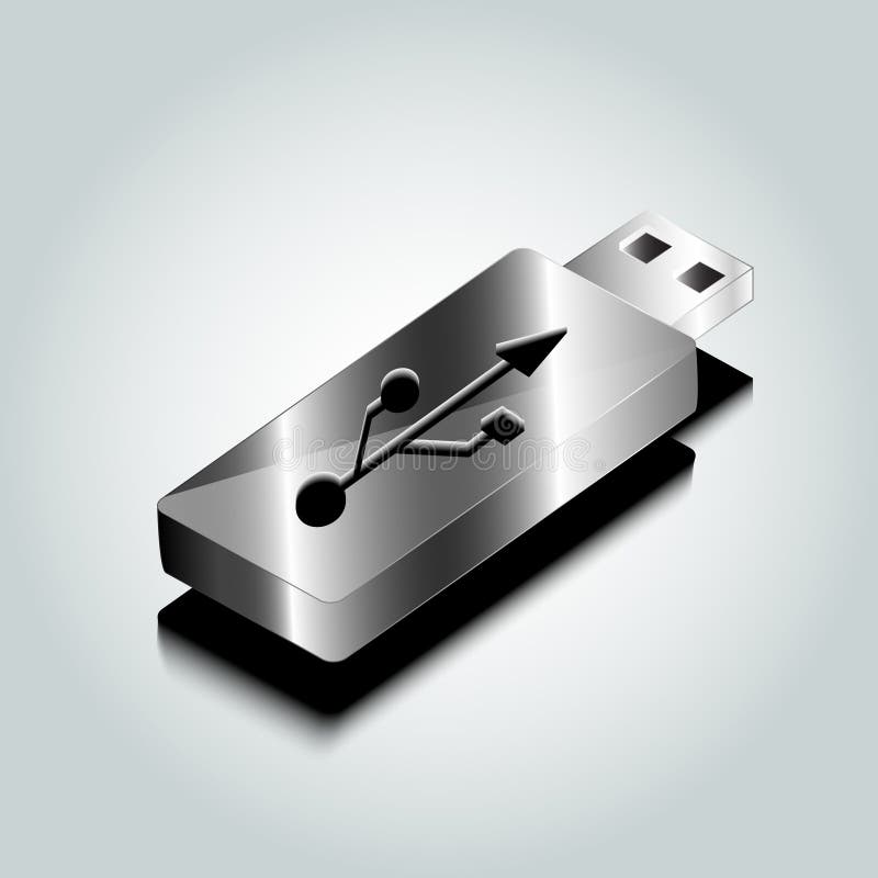Vector Silver Flash Drive Stick Stock Vector - Illustration of digital ...