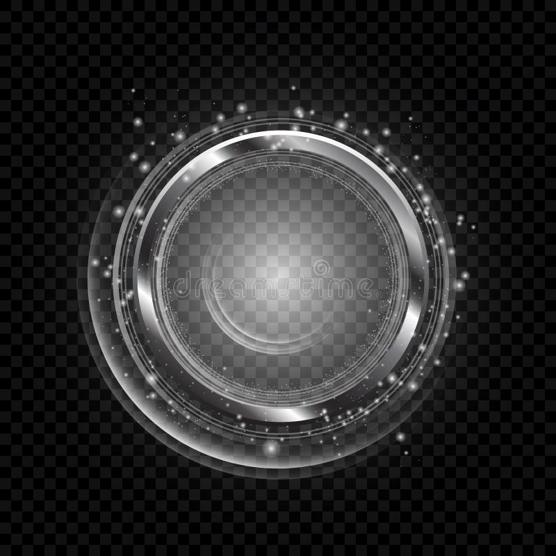 Vector Silver Frame with Lights Effects. Shining Circle Banner ...