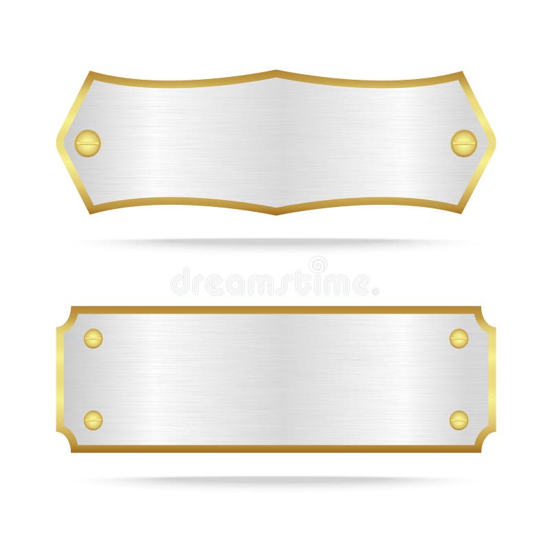 Silver metal label with stock illustration. Illustration of grey ...