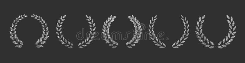 Vector Silver Laurel Wreath Set. Silver Laurels Branches with Abstract ...