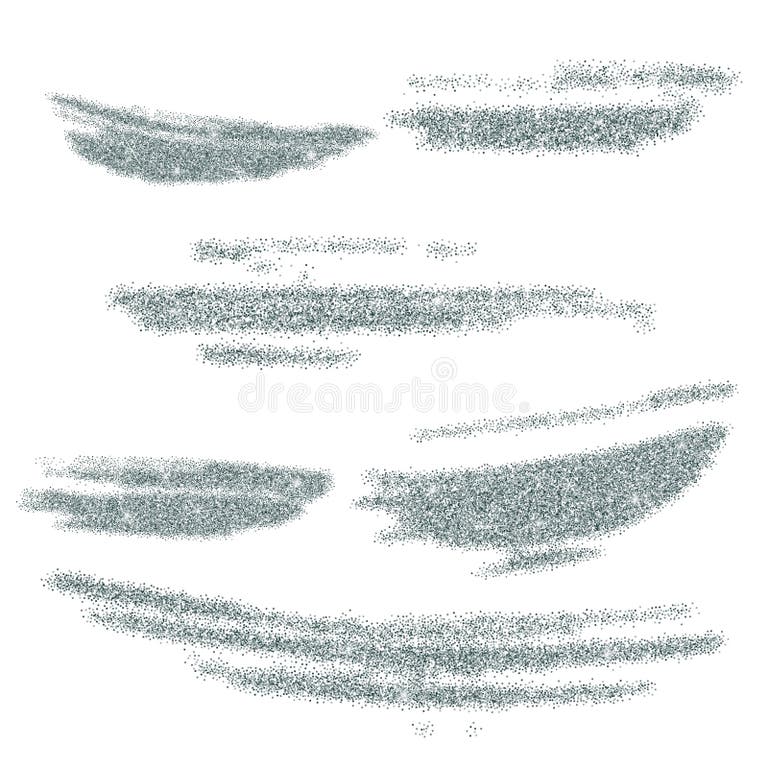 Vector Silver Paint Smears Set. Silver Glitter Element on White ...