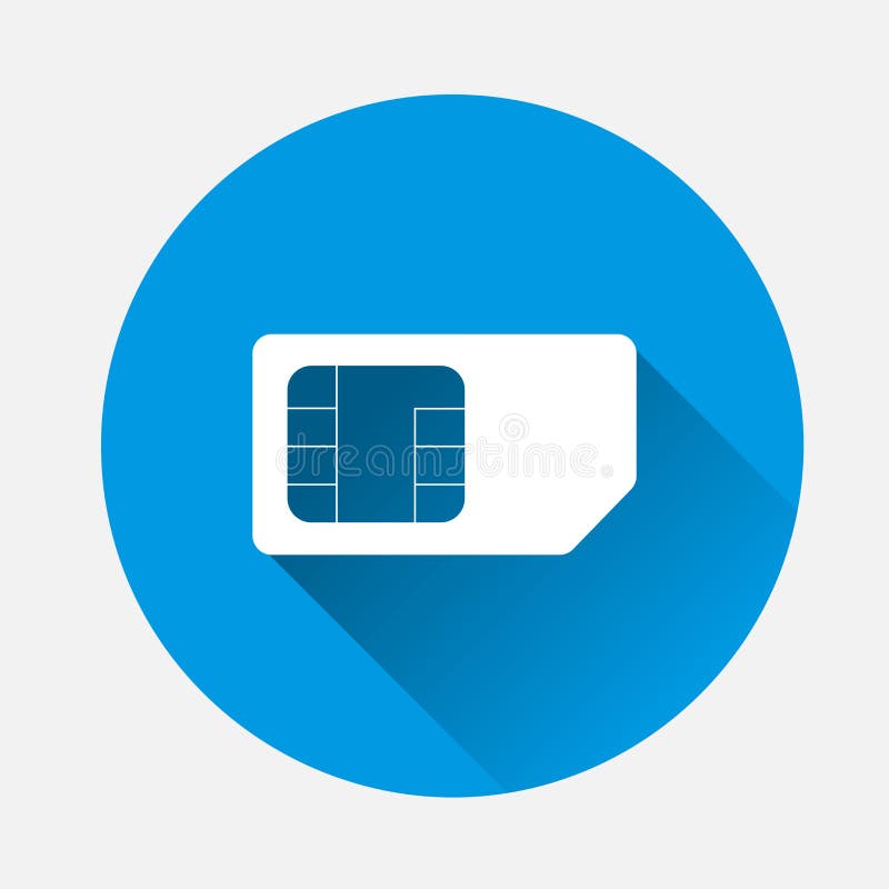 Vector Sim Card Icon on Blue Background.Flat Image Sim Card Wit Stock ...