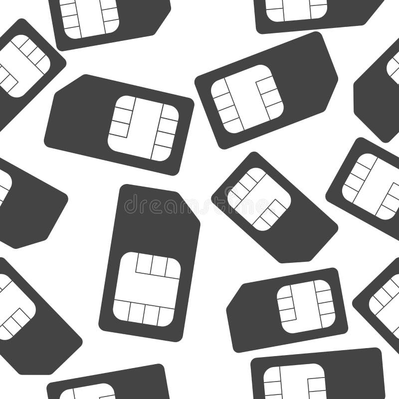 Vector Sim Card Icon Seamless Pattern on a White Background Stock ...