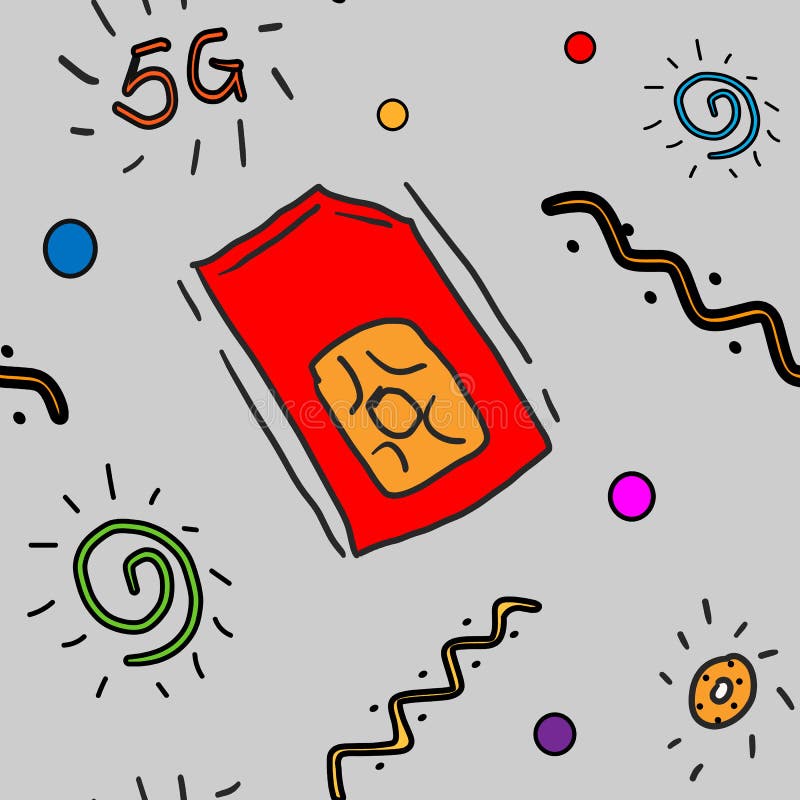 Vector SIM Cards Seamless Pattern on Background. Stock Illustration ...