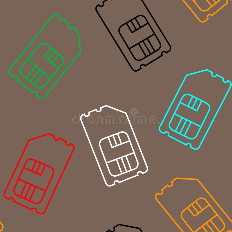 Vector SIM Cards Seamless Pattern on Background. Stock Illustration ...