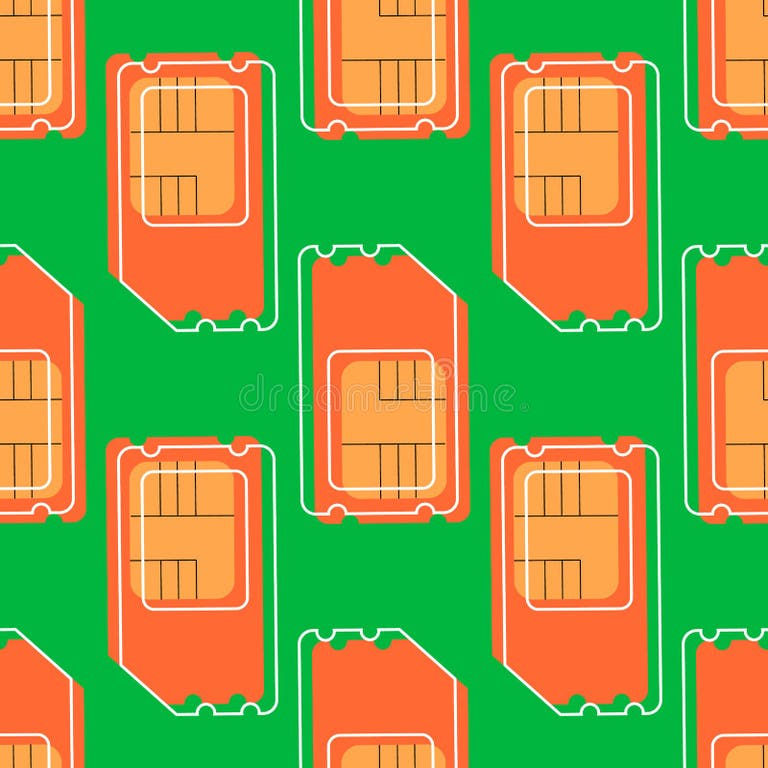 Vector SIM Cards Seamless Pattern on Background. Stock Illustration ...
