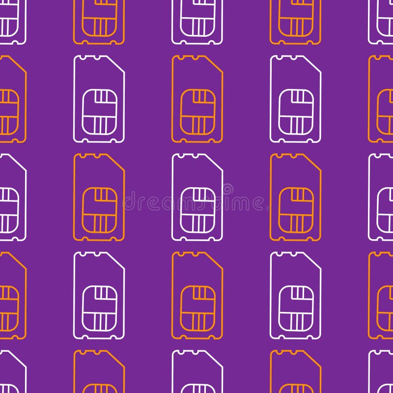 Vector SIM Cards Seamless Pattern on Background. Stock Illustration ...