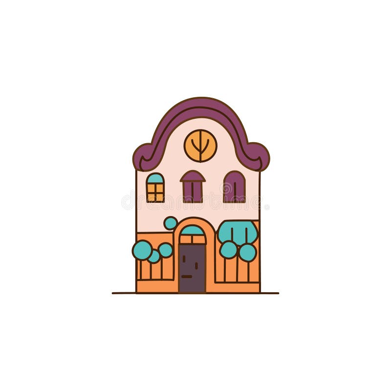 Vector Simple Cartoon Style Modern Front Side House Icon. Vector ...