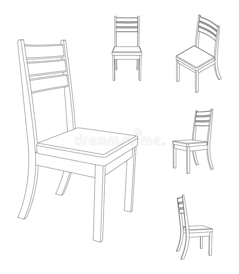 Vector Simple Chair with Different Views Stock Vector - Illustration of ...