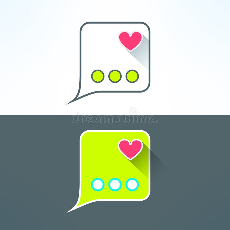 Vector Simple Chat Icon with Heart in Modern Flat Stock Vector ...