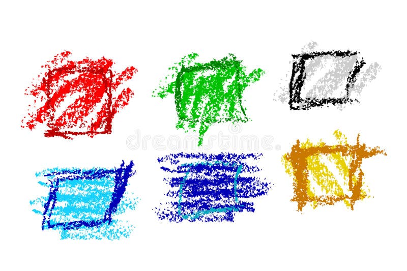 Vector Simple Colorful Crayon Sketch Square and Scribble Frame, Set 5 ...
