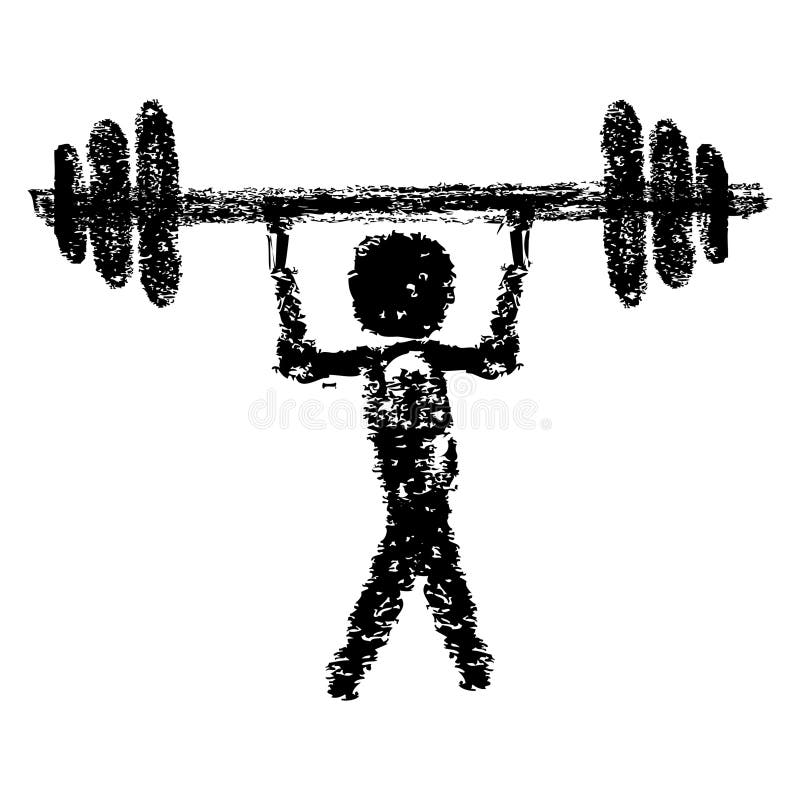 Vector Simple Crayon Sketch Set Stickman Dumbell Exercise Stock Vector ...