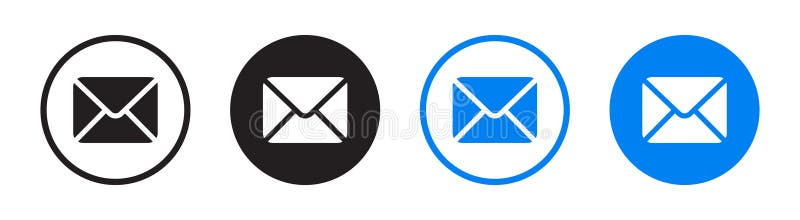 Vector Simple Email Icon in Circles Set. Mail Icon Symbols Stock Vector ...