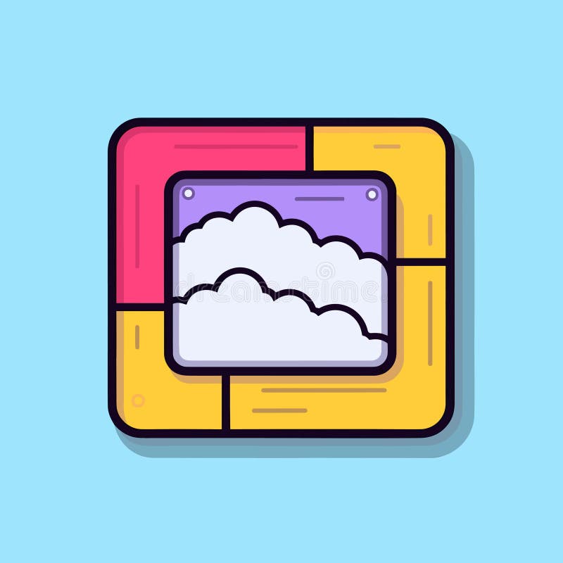 Vector of a Simple Flat Vector Icon of a Cloud in a Square Shape Stock ...