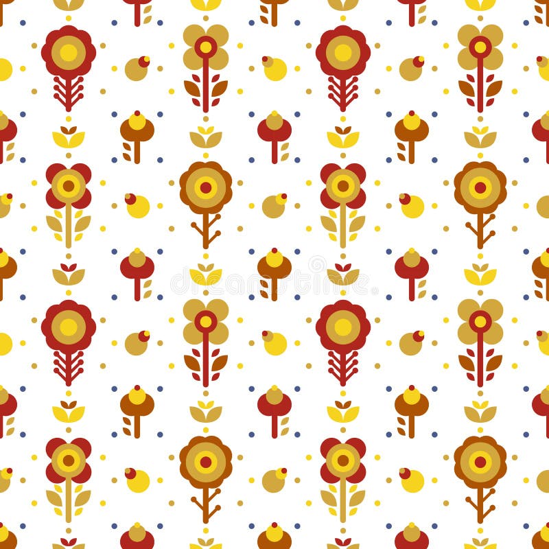 Simple Folk Floral Seamless Pattern Stock Illustration - Illustration ...