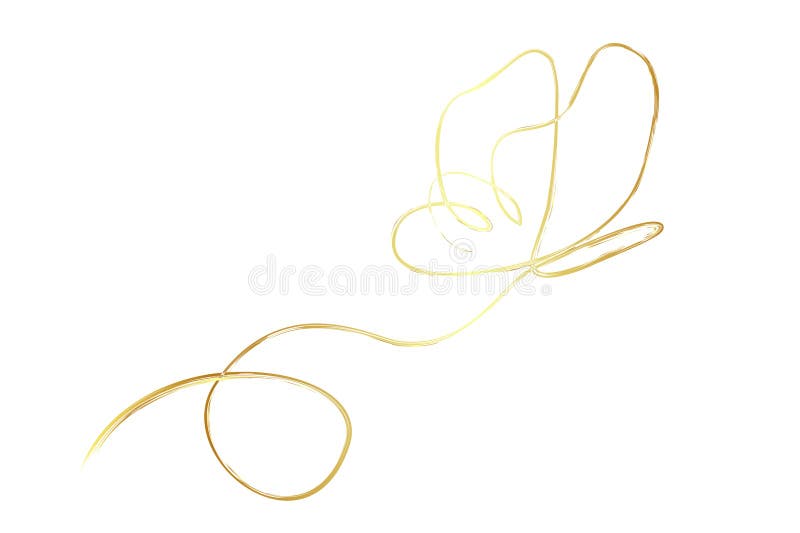 Vector Simple Gold Golden Crayon or Chalk Effect Line Art Single or One ...