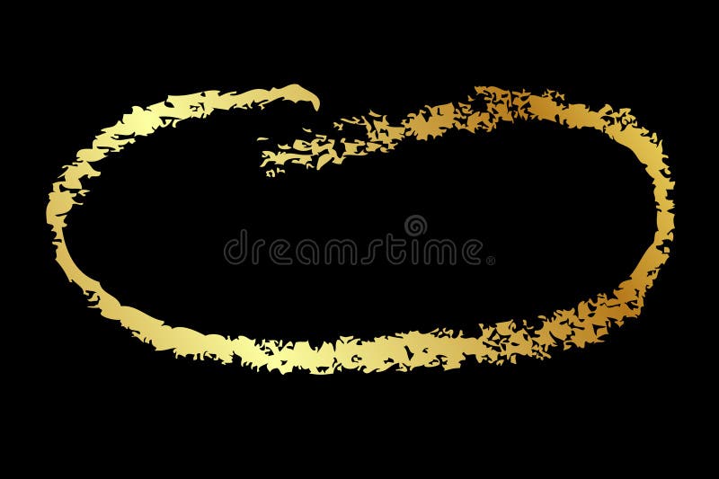 Vector Simple Gold Golden Crayon Sketch Oval Frame Stock Vector ...