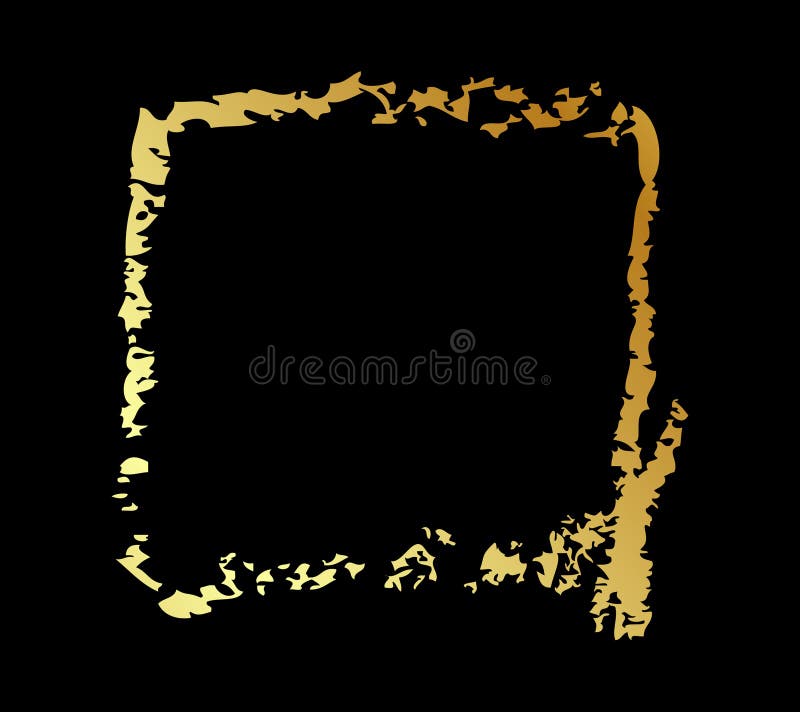 Vector Simple Gold Golden Crayon Sketch Square Frame Stock Vector ...
