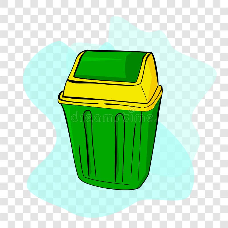 Vector Simple Hand Draw Sketch, Green and Yellow Clean Empty Trash at ...