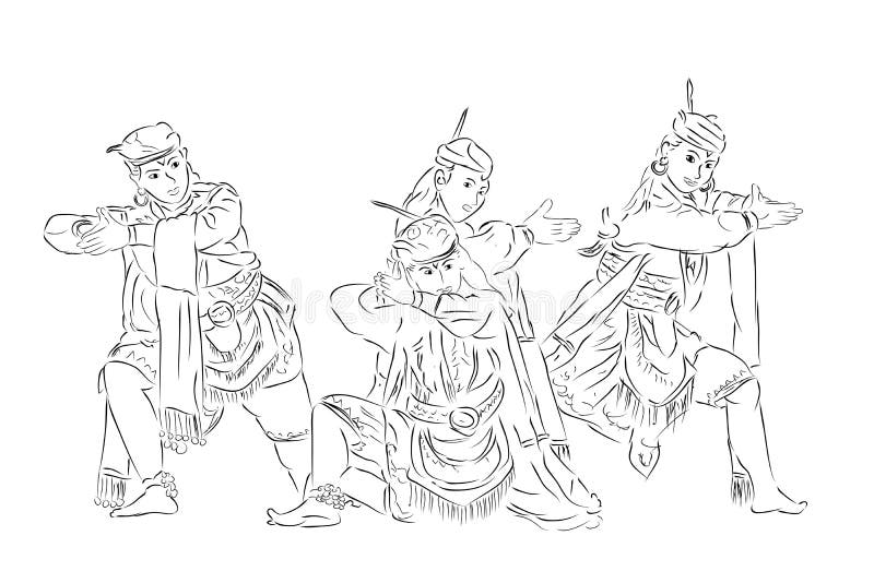 Vector Simple Hand Draw Sketch of Remo Blitar Traditional Dance ...
