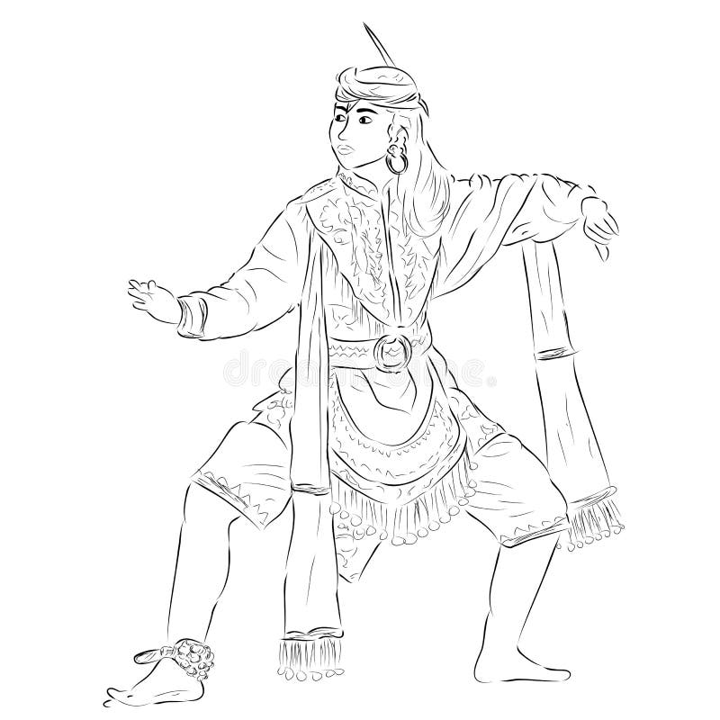 Vector Simple Hand Draw Sketch of Remo Blitar Traditional Dance ...