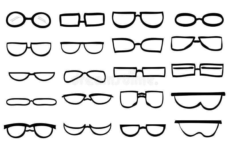 Simple Hand Draw Sketch Various Model of Eyeglasses Stock Vector ...