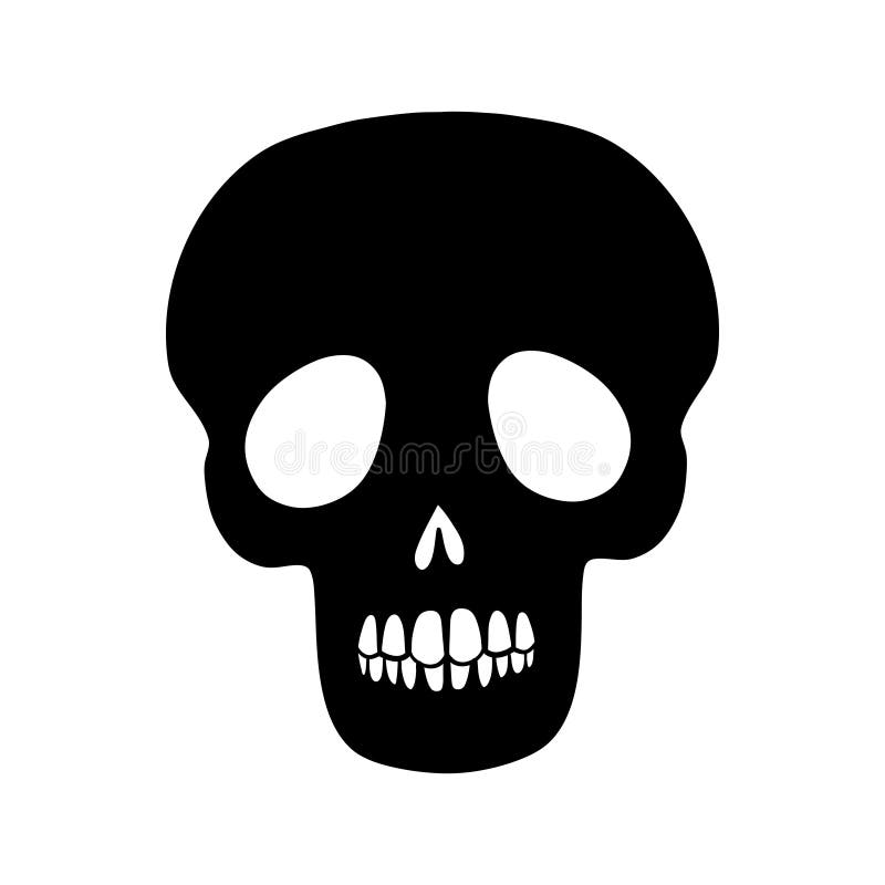 Vector Simple Human Skull with Crossbones, Danger Sign, Isolated Black ...