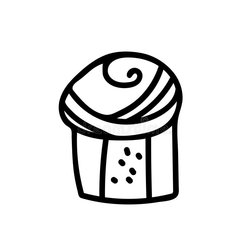 Vector Simple Illustration of Black Line Cake for Easter Hand Drawn ...