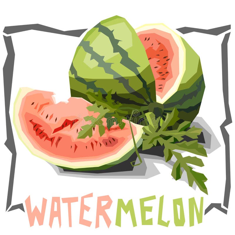 Vector Simple Illustration of Watermelon. Stock Vector - Illustration ...